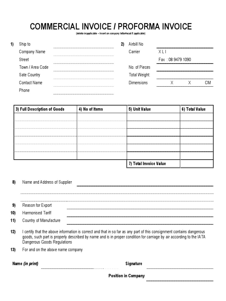 Commercial Proforma Invoice | PDF