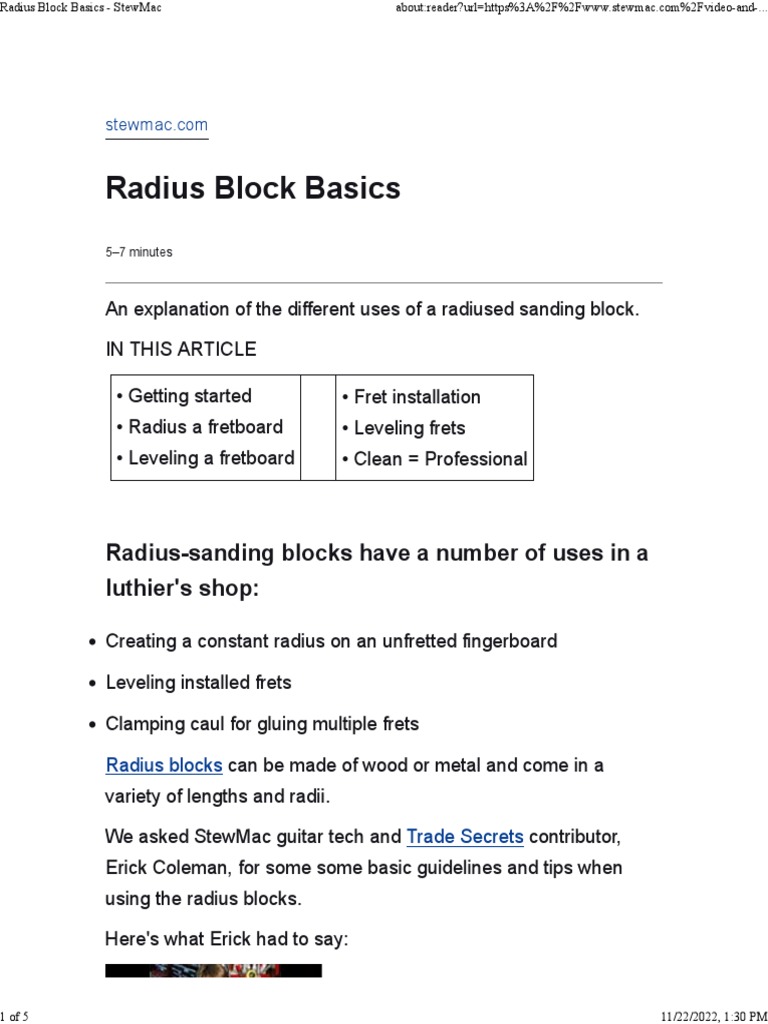Radius Block Basics For Fingerboard Levelling | PDF | Celtic Musical ... Radius Block Basics For Fingerboard Levelling | PDF | Celtic Musical ...