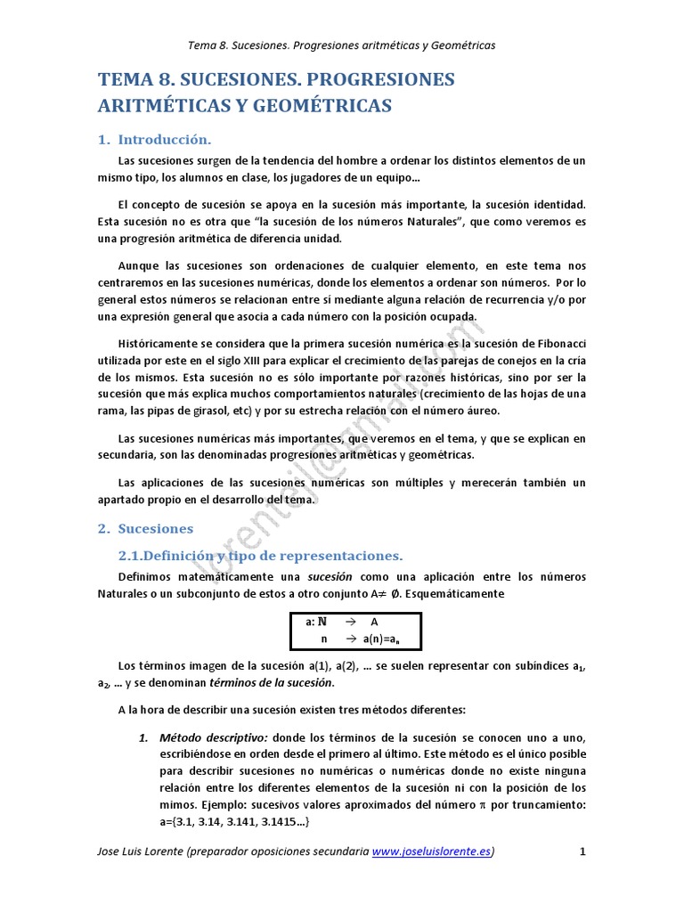 Sucesiones y Progresiones Matemáticas | PDF | Secuencia | Anillo (Matemáticas)