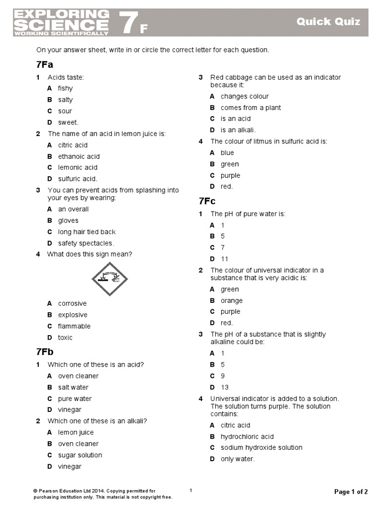 7F Worksheets | PDF | Acid | Salt (Chemistry)
