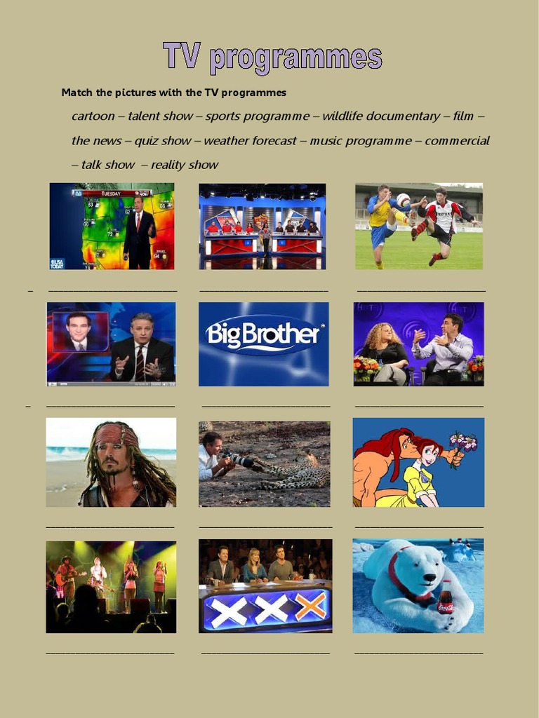 TV Programmes Classroom Posters Flashcards Fun Activities Games 26278 | PDF
