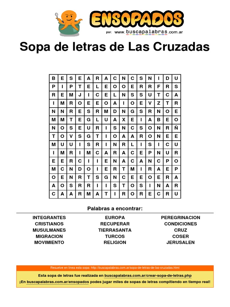 Sopa de Letras de Las Cruzadas | PDF