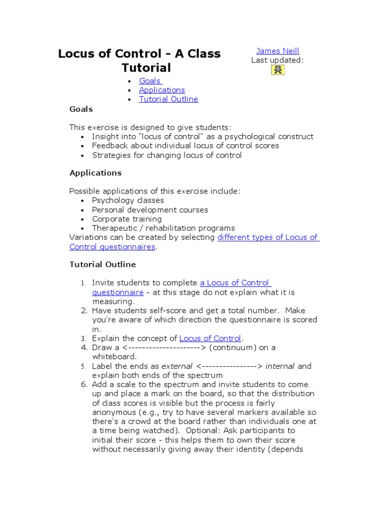 Locus of Control | PDF | Luck | Action (Philosophy)