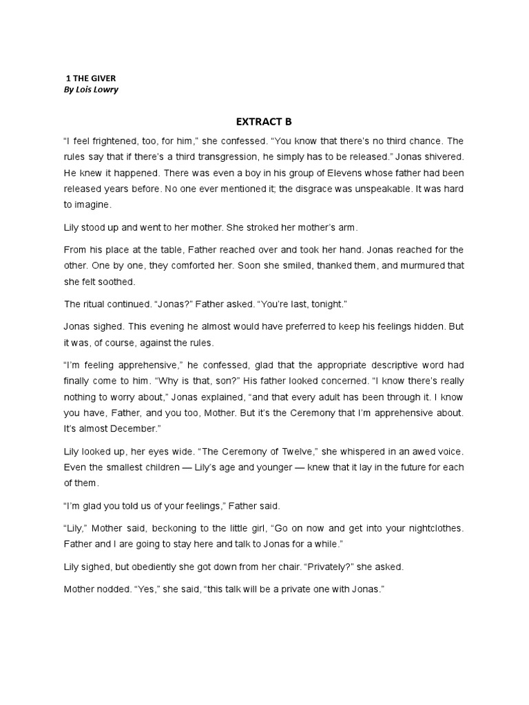 1 The Giver Extract B | PDF | The Giver