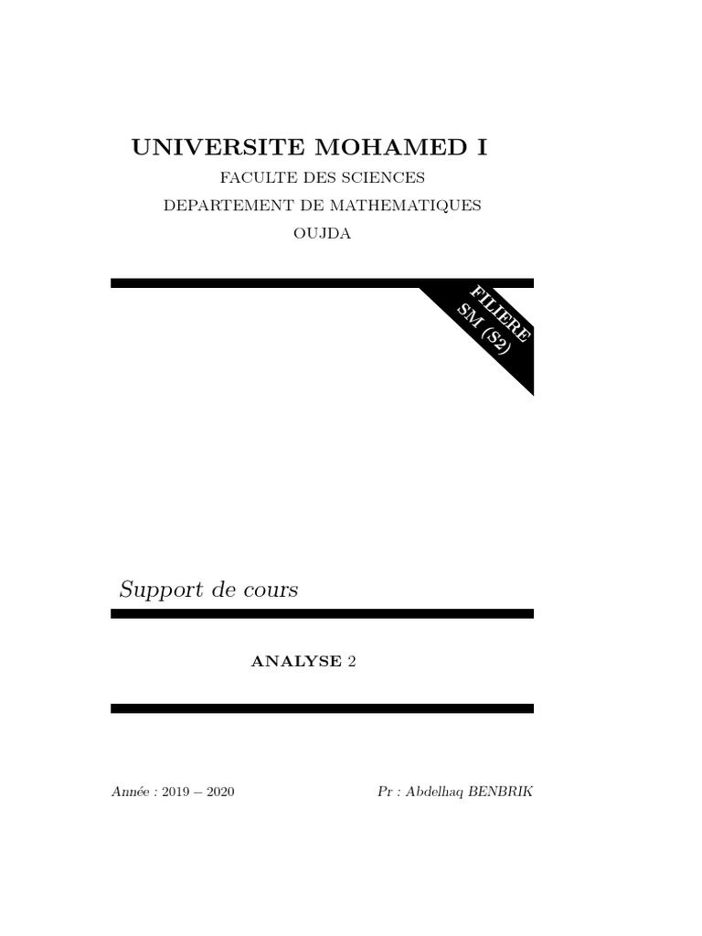 Analyse 2 Polycopié | PDF