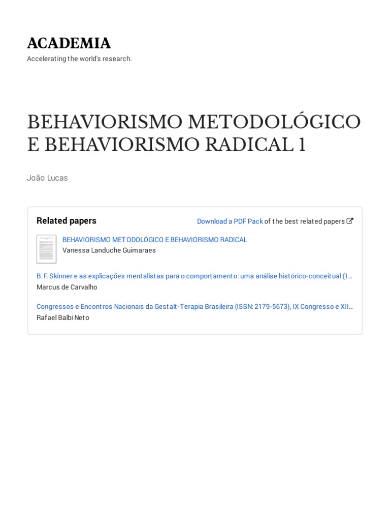 01 Behaviorismo Metodologico Behaviorismo Radical-With-Cover-Page-V2 ...
