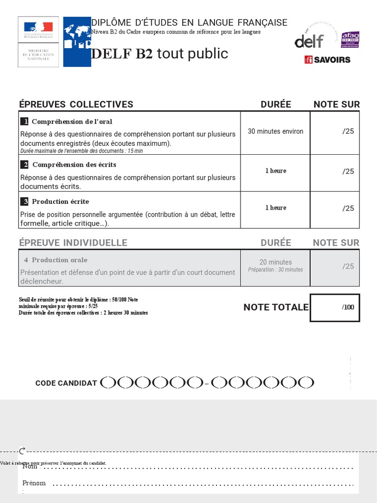 Exemple 3 Sujet Delf b2 TP Document Candidat Comprehension Ecrite Orale ...