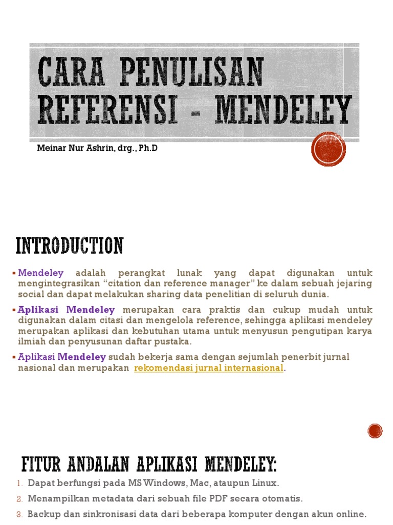 Panduan Penulisan Referensi Mendeley | PDF
