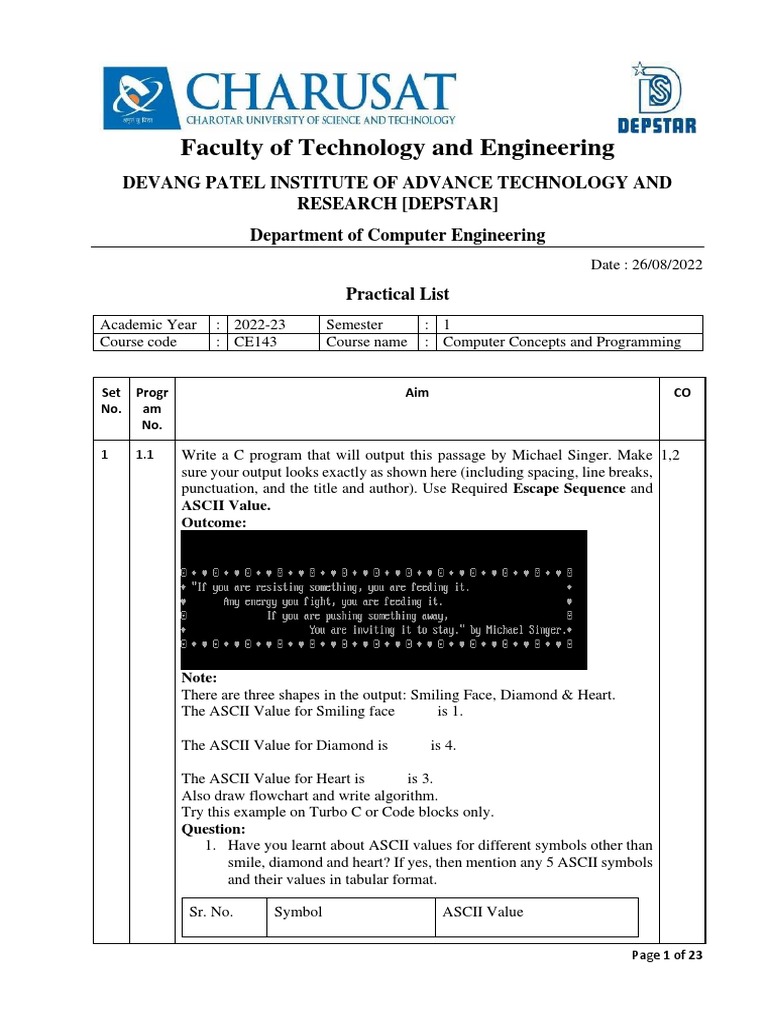 2022 Odd CE143 CCP PracticalList | PDF | Programming | Computer Program