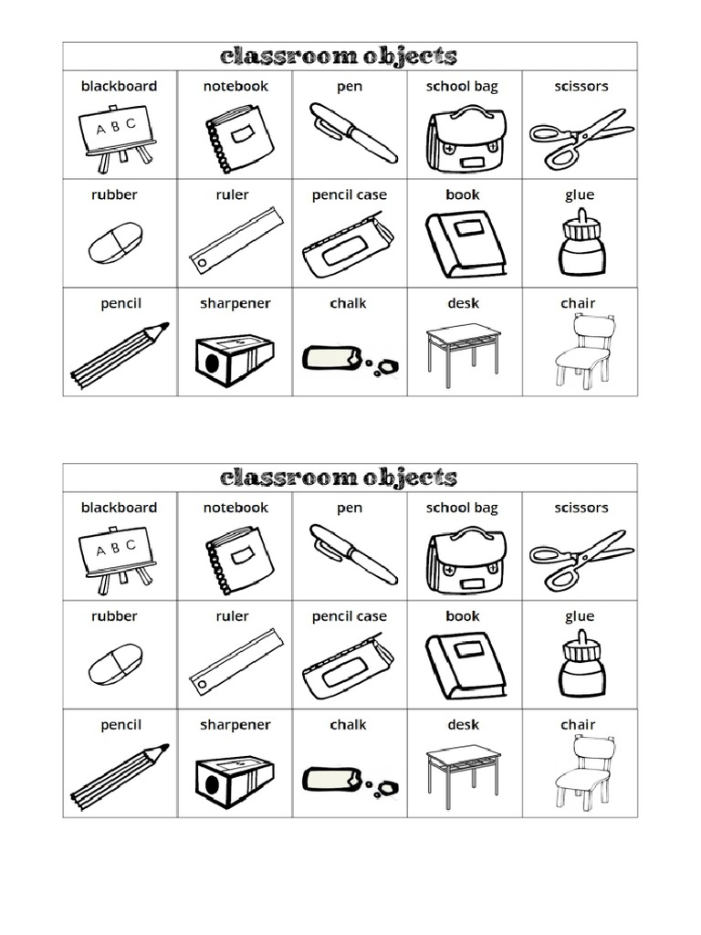 Schoolobjects - Worksheet | PDF