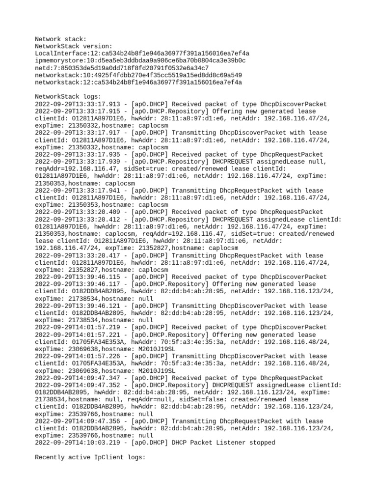 Network Stack Logs Analysis | PDF | Computer Engineering | Computer Data