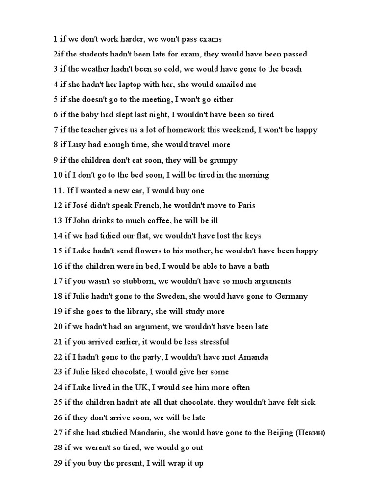 First Second Third Conditional Exercise страницы 1 3 Pdf 0305