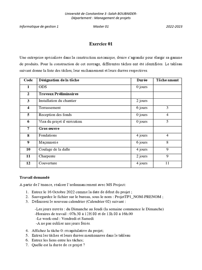 TP 01 - Exercice | PDF