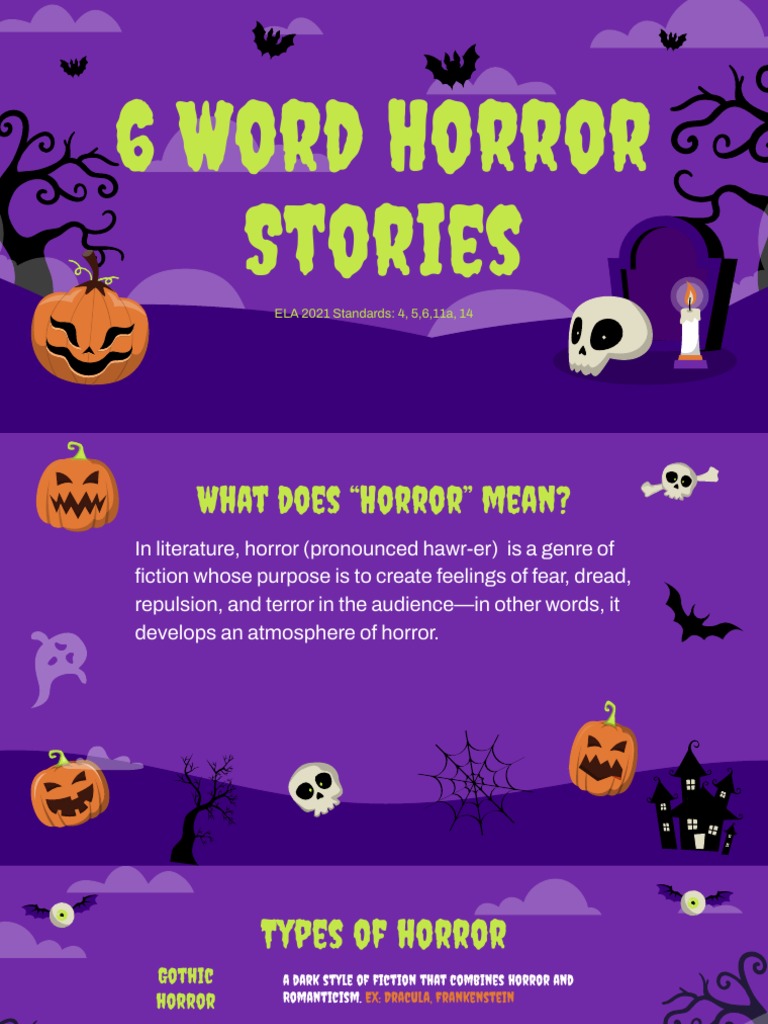6 Word Horror Stories Lesson Plan 3 | PDF | Horror Fiction