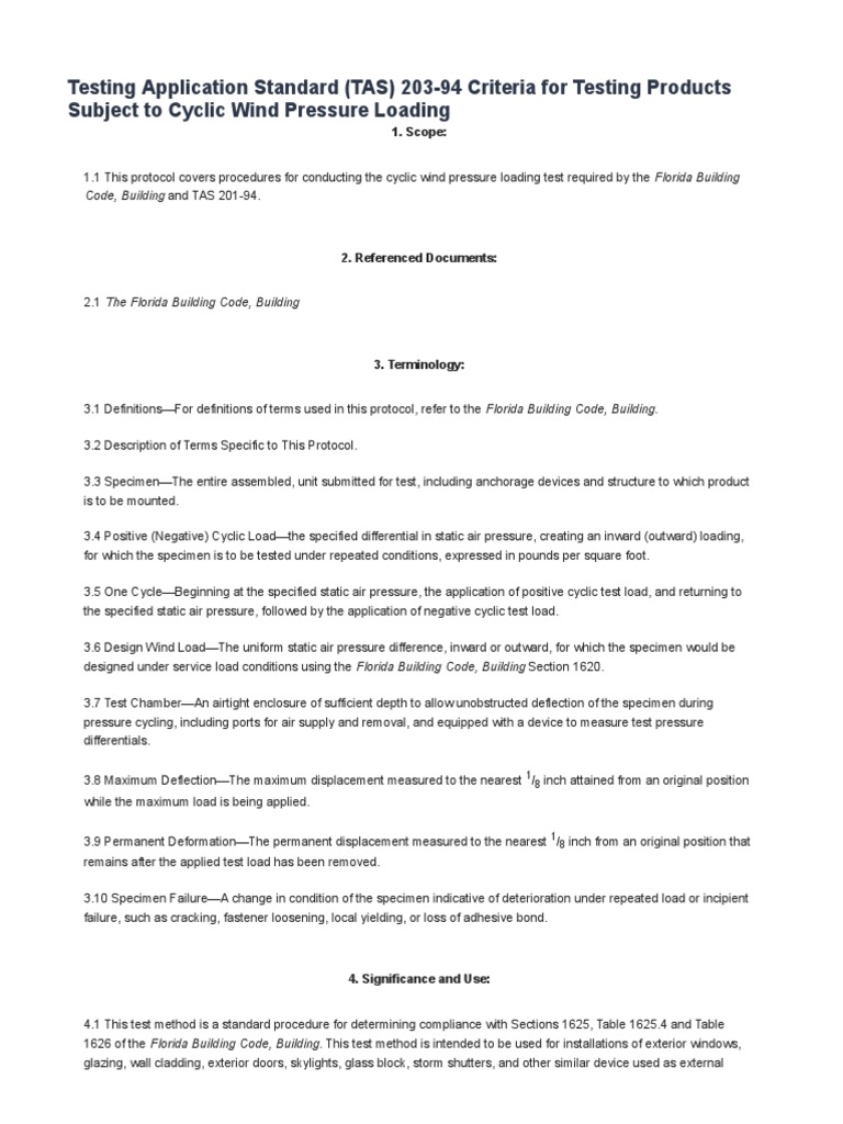 Testing Application Standard (TAS) 203-94 Criteria For Testing Products ...