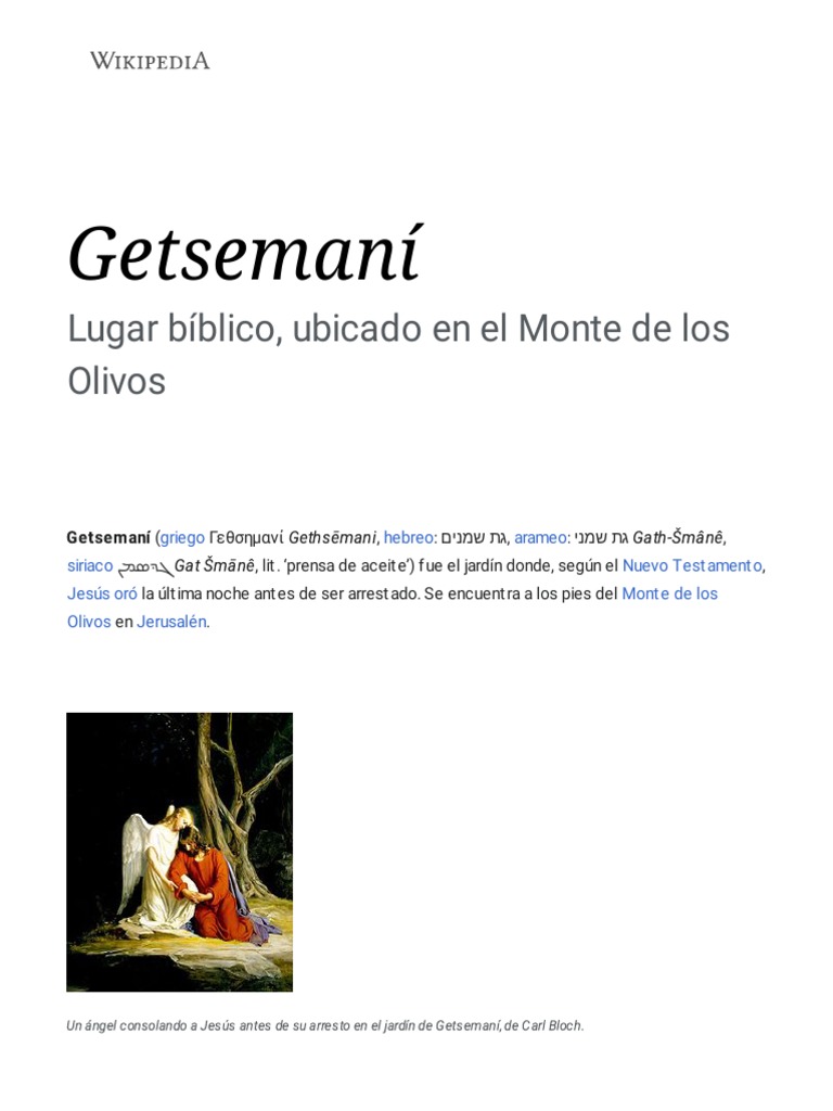 Getsemaní - Wikipedia, La Enciclopedia Libre | PDF