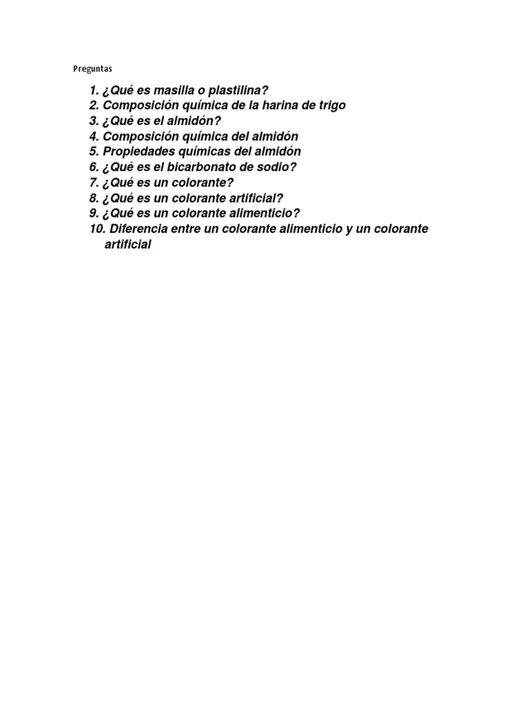 Preguntas | PDF | Cocina, comidas y vino