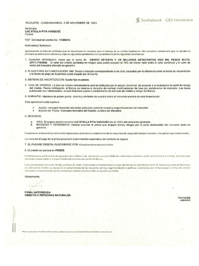 Carta de Aprobacion 17385314 | PDF