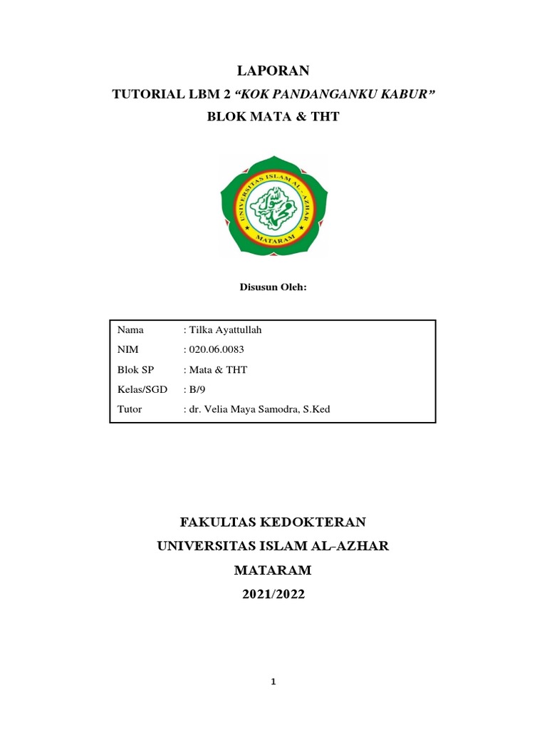 Tilka Ayattullah - 020.06.0083 - B (Laporan SGD LBM 2 BLOK Mata & THT) | PDF