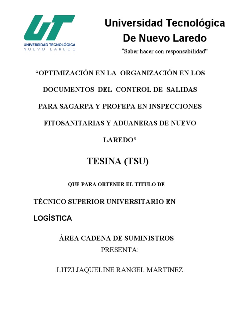 Universidad Tecnológica de Nuevo Laredo: Tesina (Tsu) | PDF