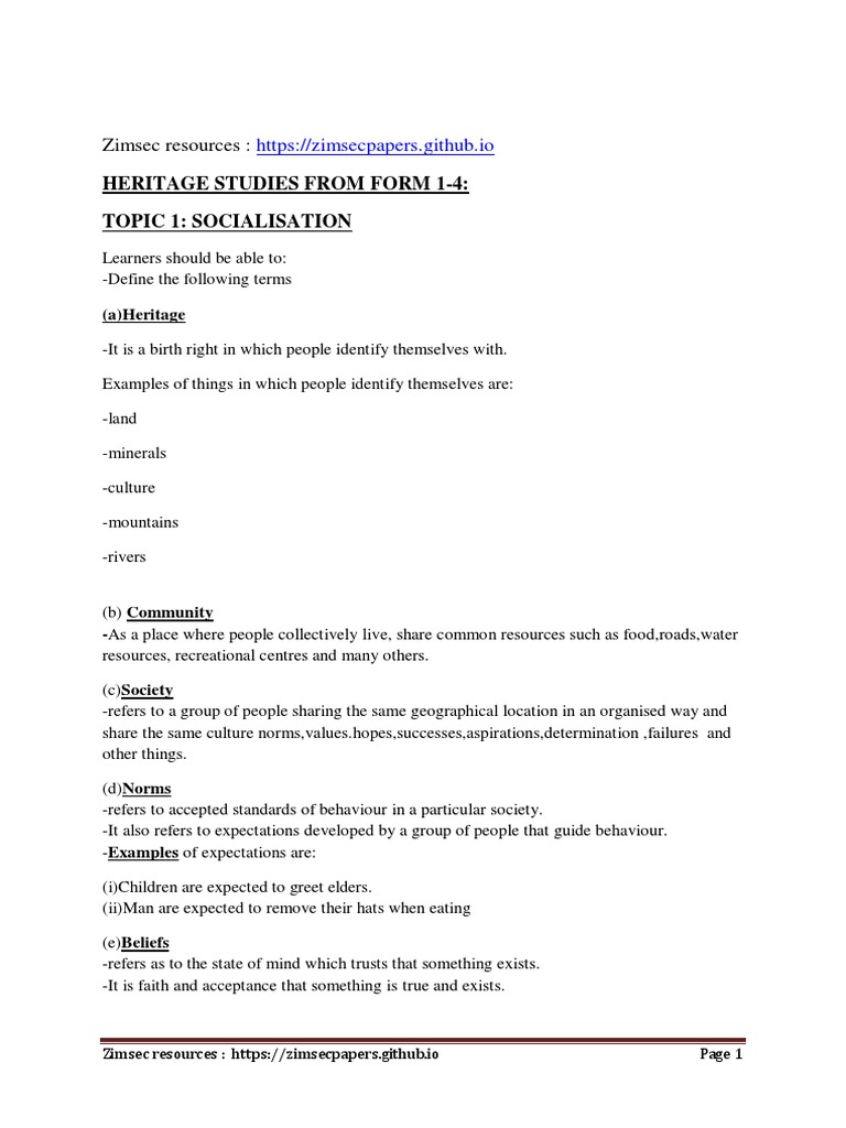 Heritage Studies Notes Form 1-4-U0ogn | PDF