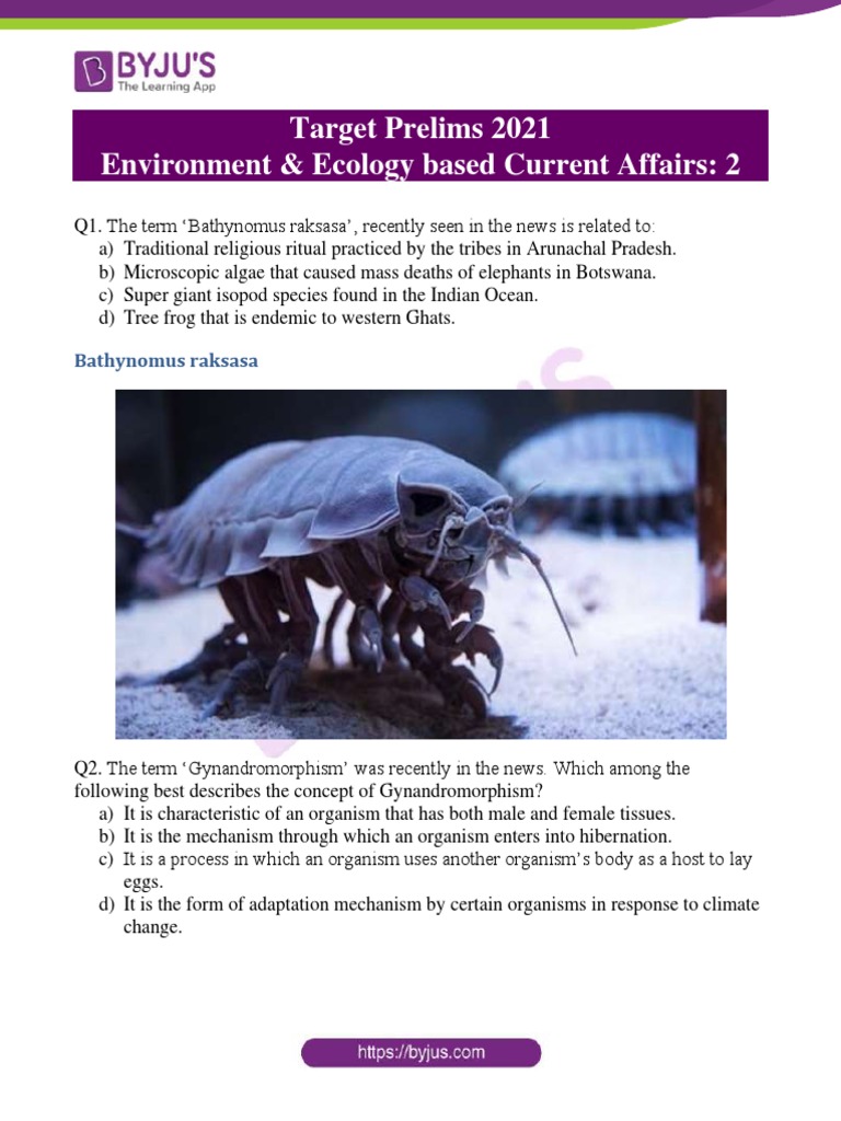 Target Prelims 2021 - Environment Ecology Based Current Affairs - 02 | PDF