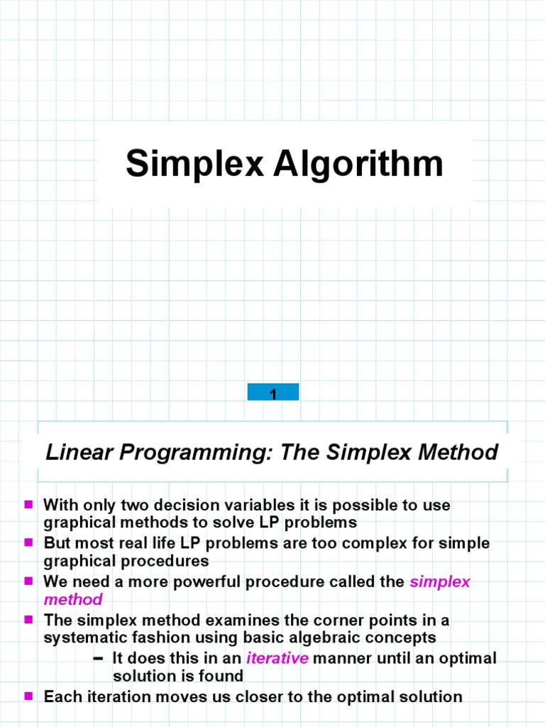 Simplex Algorithm | PDF | Linear Programming | Mathematical Logic