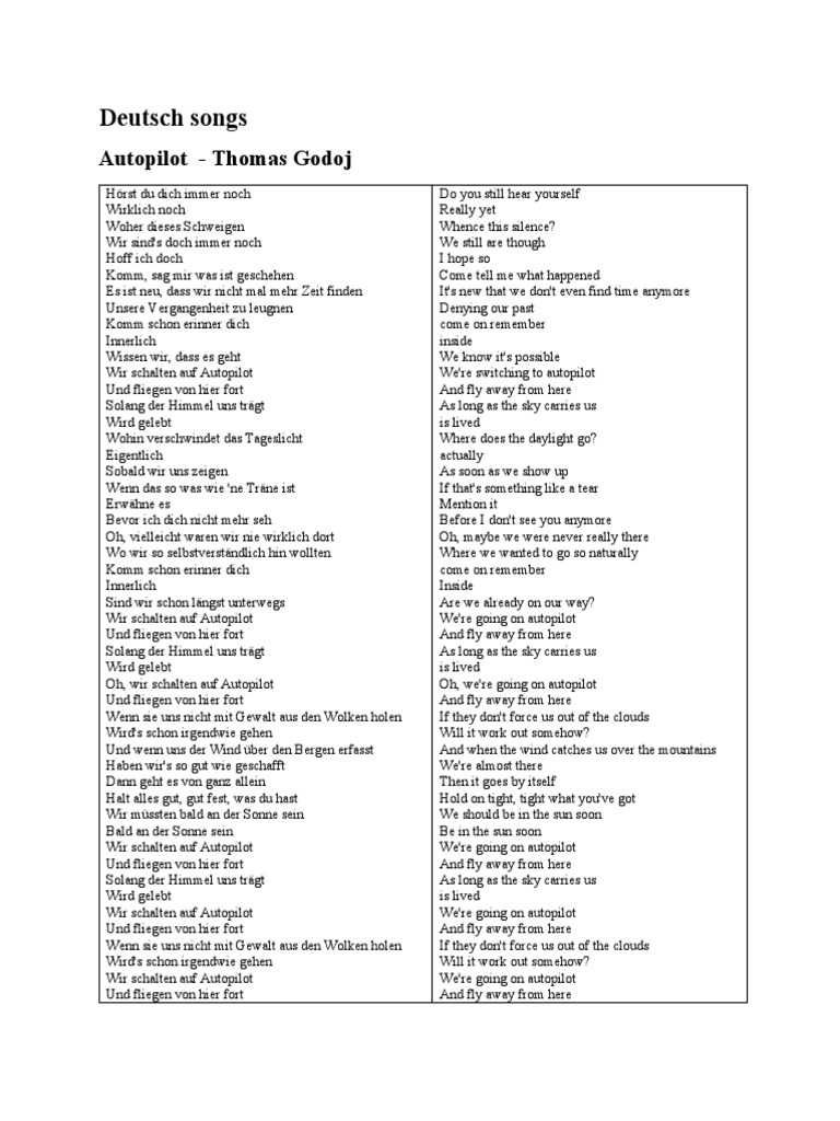 Top Deutsch Songs: Lyrics & Themes | PDF