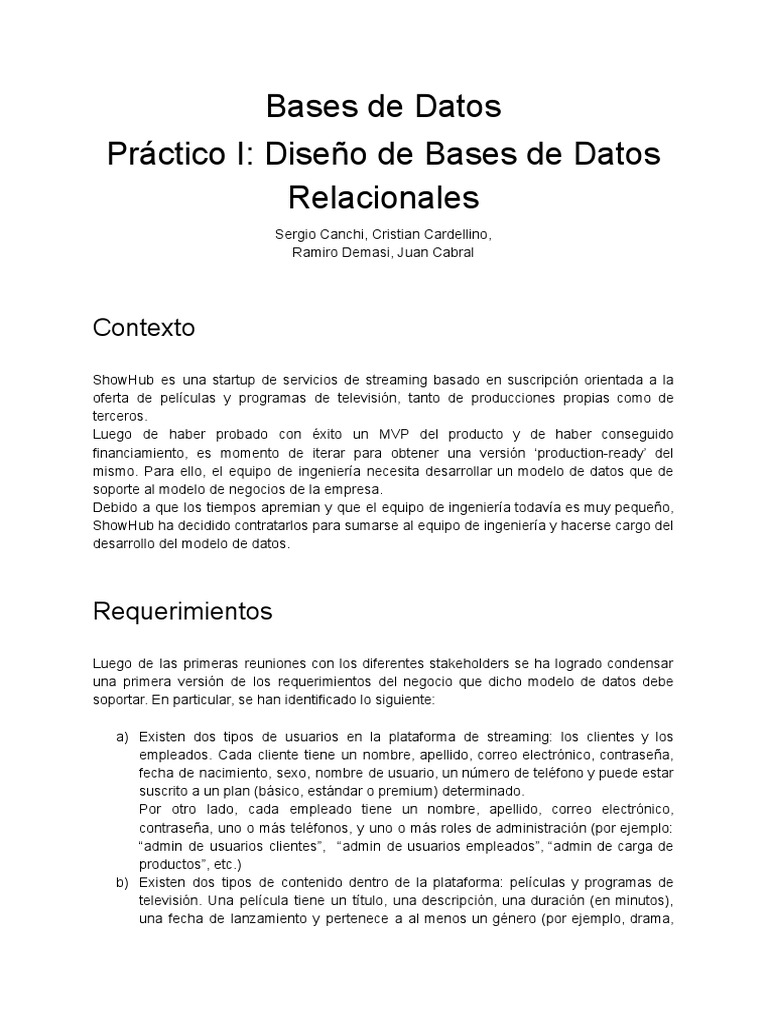 01 - Diseño de Bases de Datos Relacionales | PDF | Streaming Media | Bases de datos