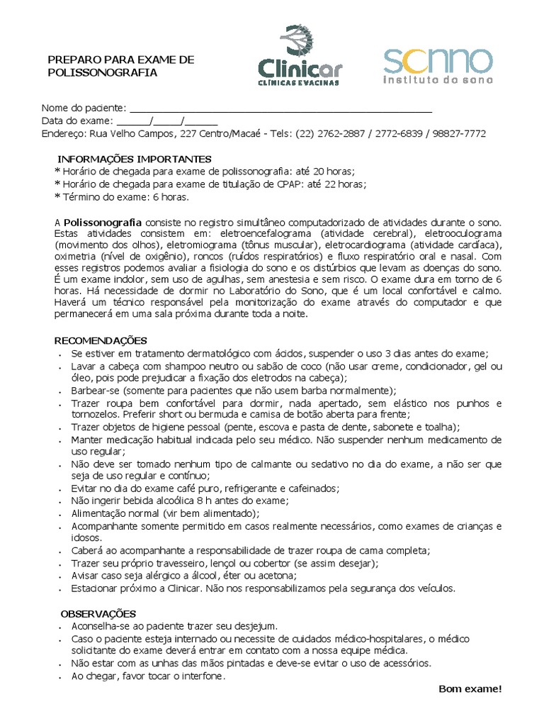 Preparo para Exame de PSG | PDF