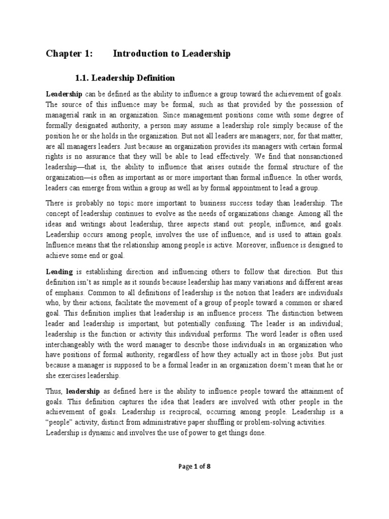 Chapter 1 | PDF | Leadership | Motivational