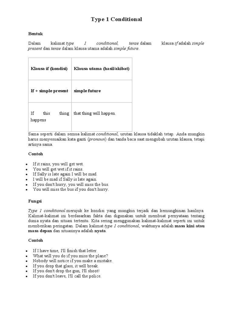 Type 1 Conditional | PDF