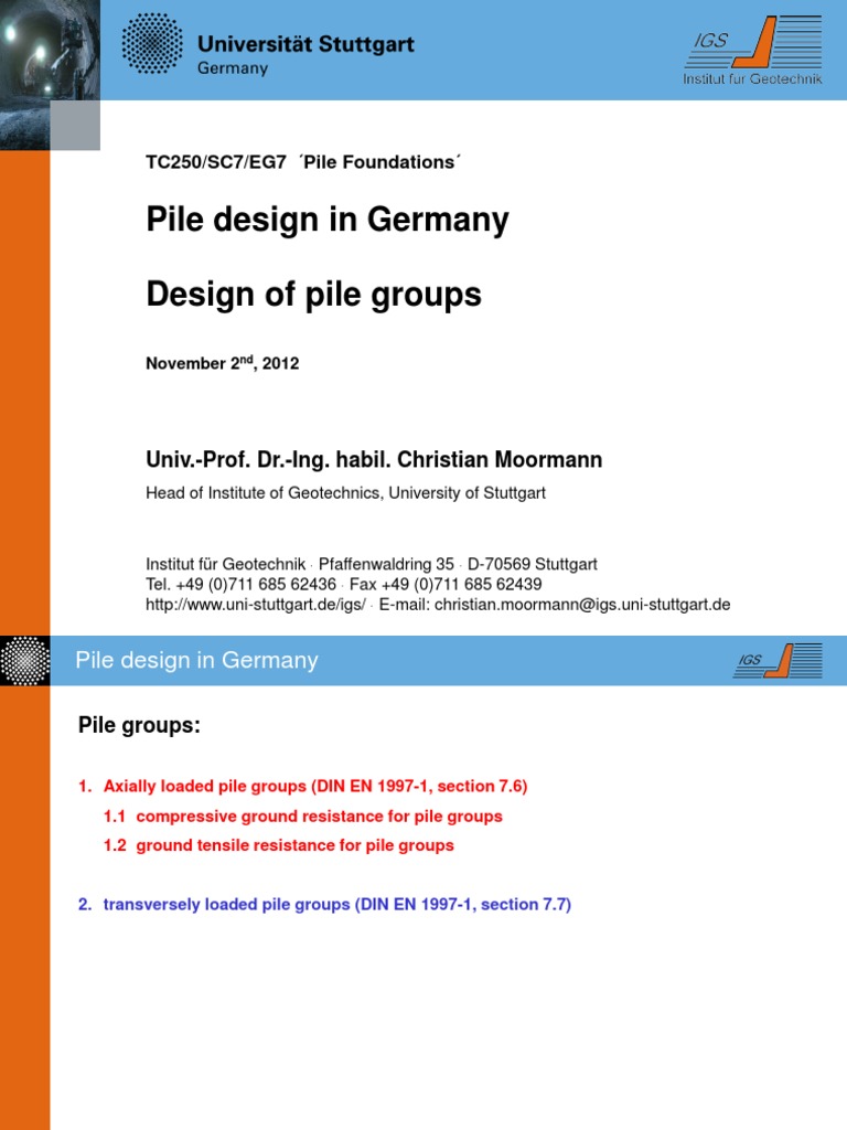 Pile Group Design Guidelines in Germany | PDF | Deep Foundation | Young ...