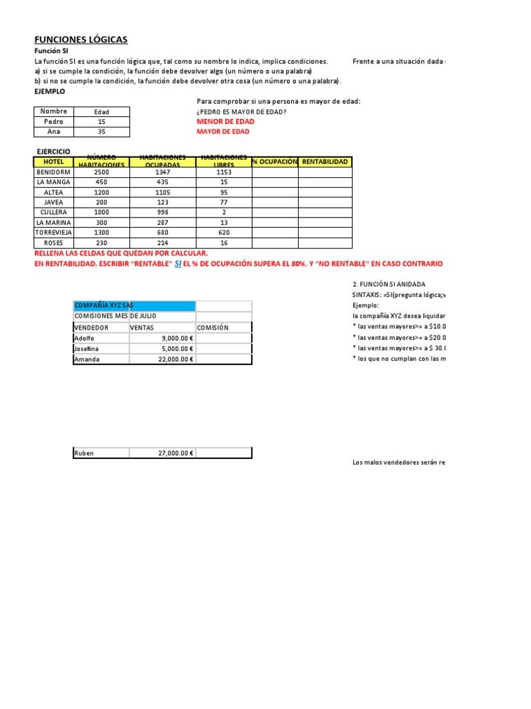 Funciones Lógicas en Excel | PDF | Lógica
