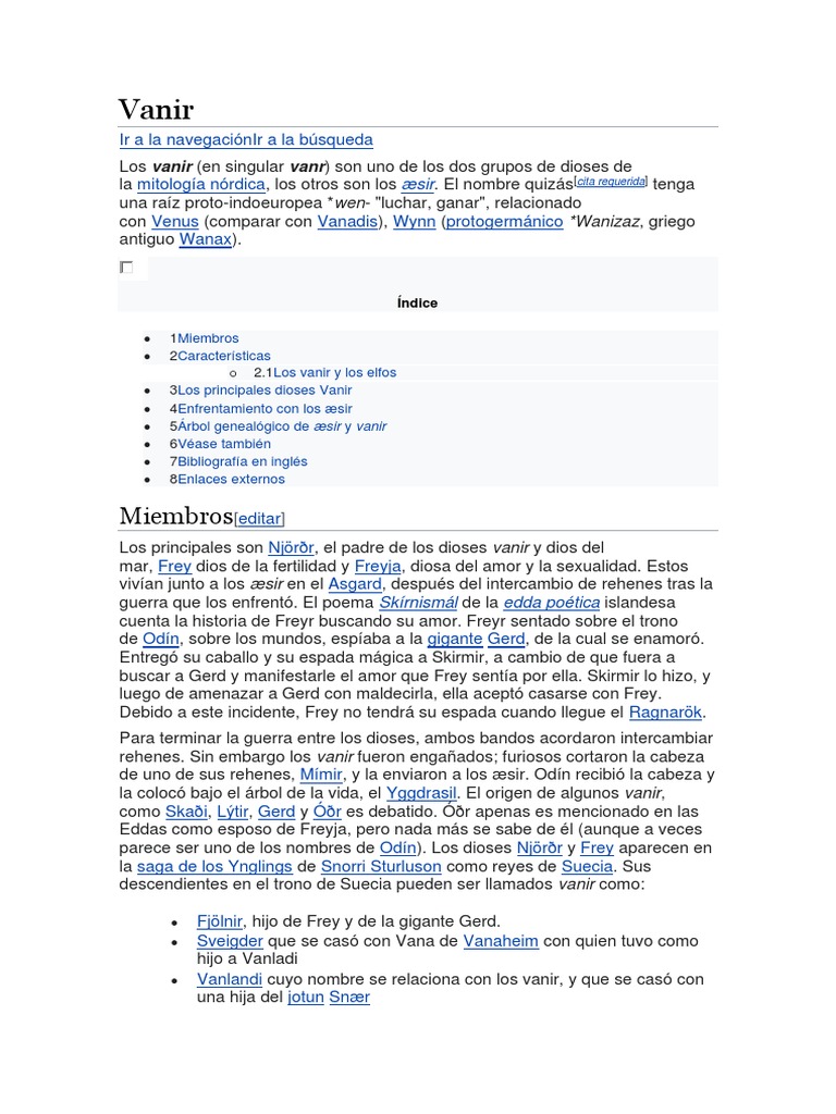 Dioses Vanir en la Mitología Nórdica | PDF