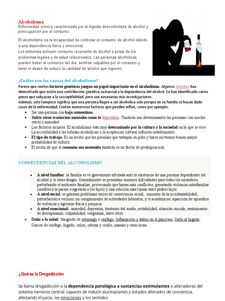 Alcoholismo y Drogadiccion | PDF | Alcoholismo | La dependencia de sustancias