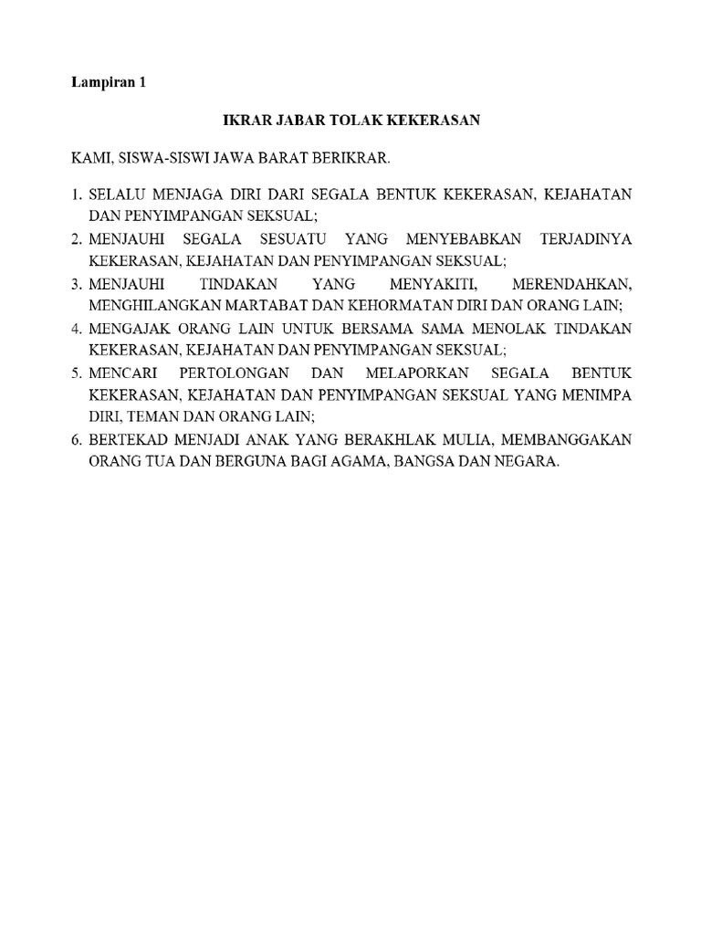 Ikrar Jabar Tolak Kekerasan | PDF