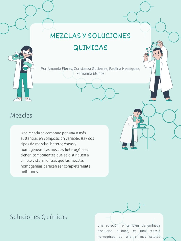 Mezclas y Soluciones Quimicas | Descargar gratis PDF | Solubilidad | Mezcla