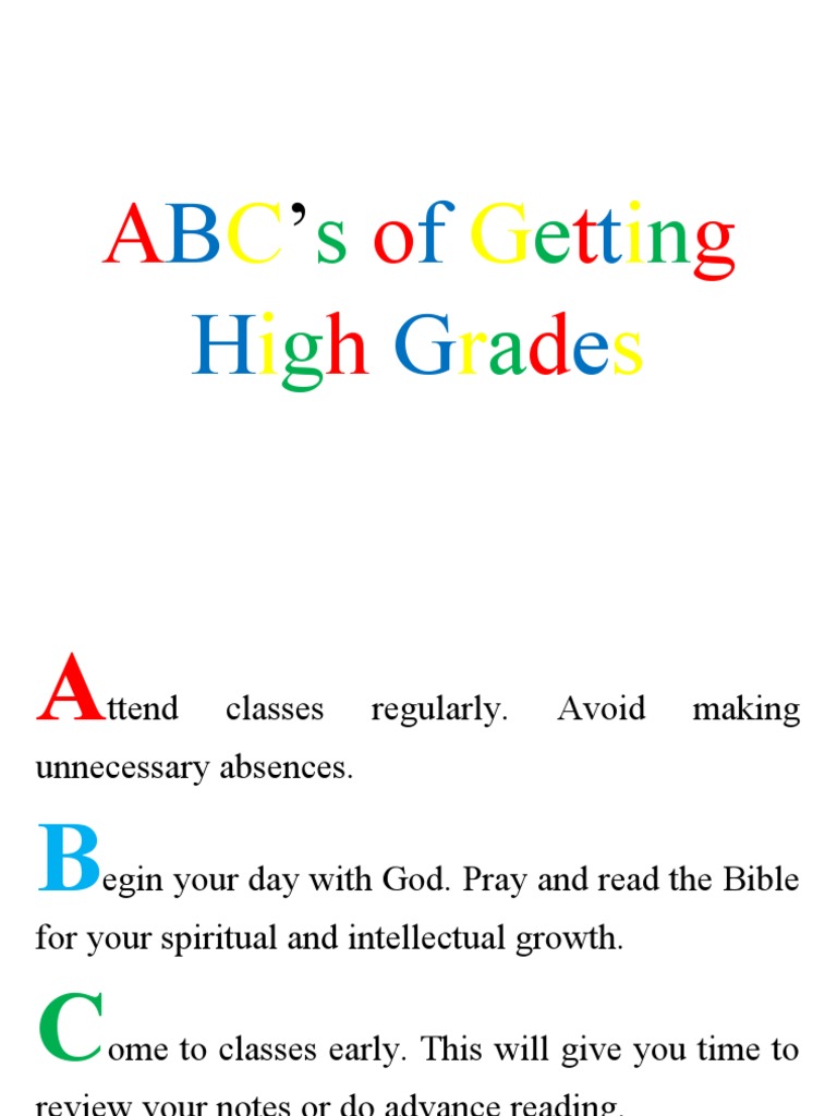 ABC's of Getting High Grades | PDF