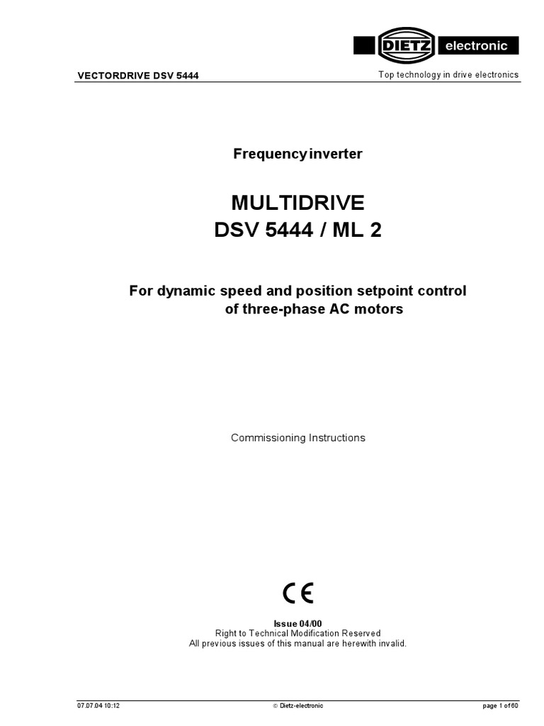 VECTORDRIVE DSV 5444 Commissioning Guide | PDF | Science & Mathematics | Computers