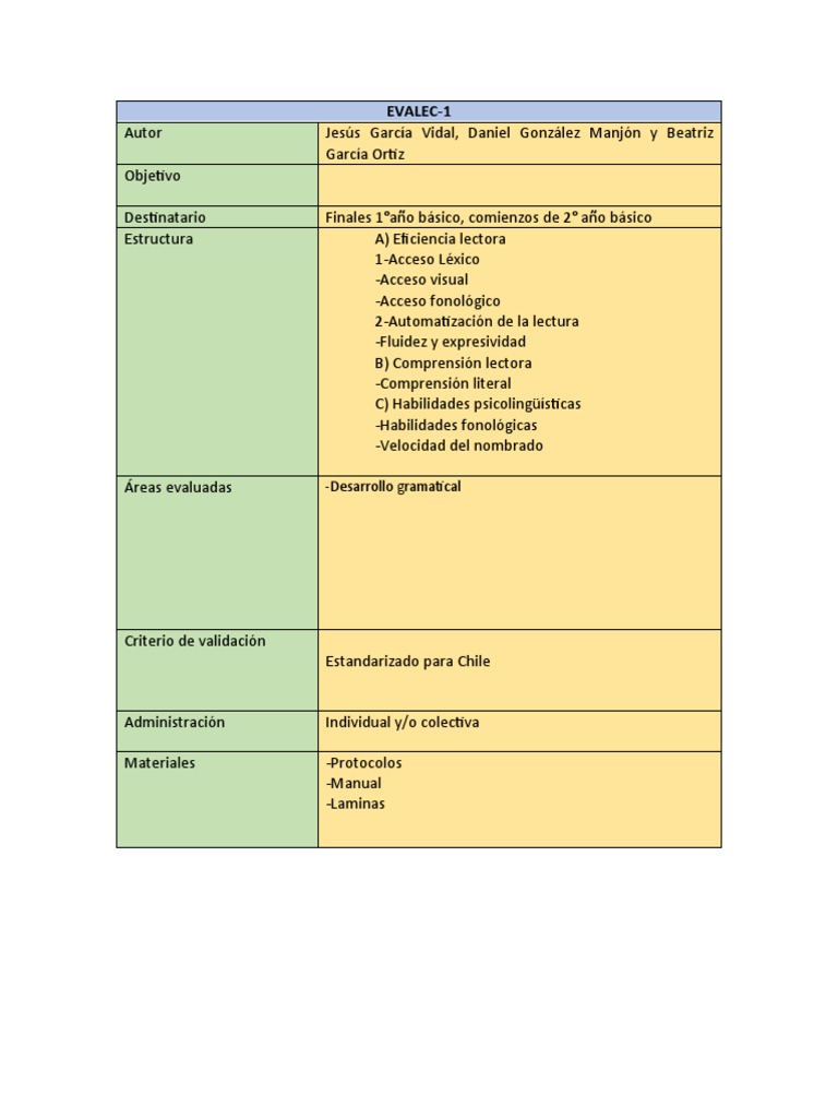 Ficha EVALEC 1 | PDF