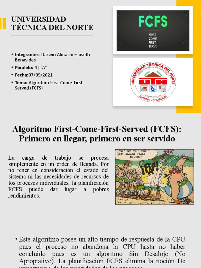 Algoritmo First-Come-First-Served (FCFS) | PDF | Unidad Central de ...