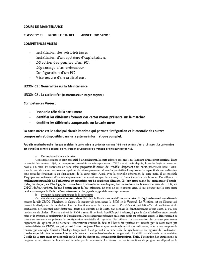 Maintenance et Dépannage PC | PDF | Microsoft Windows | Bios
