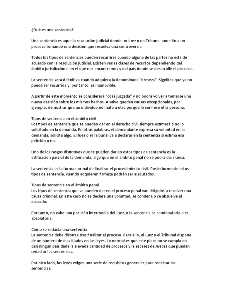Qué Es Una Sentencia | PDF | Sentencia (ley) | Juez