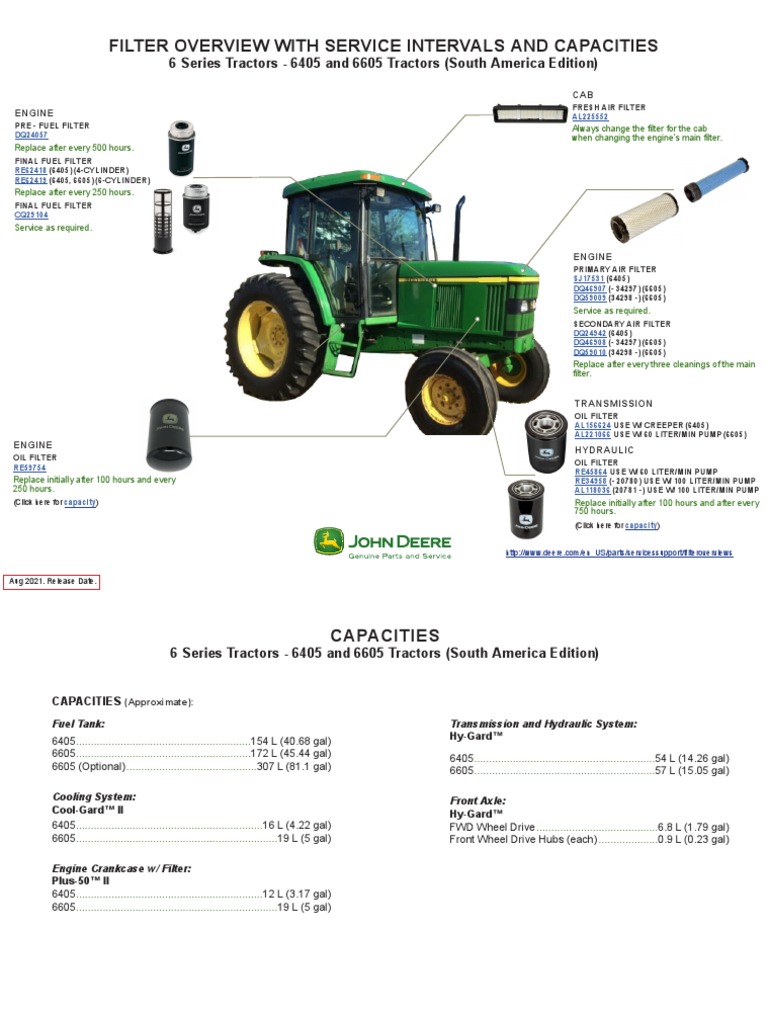 6 Series Tractors 6405 and 6605 Tractors South America Edition Filter ...