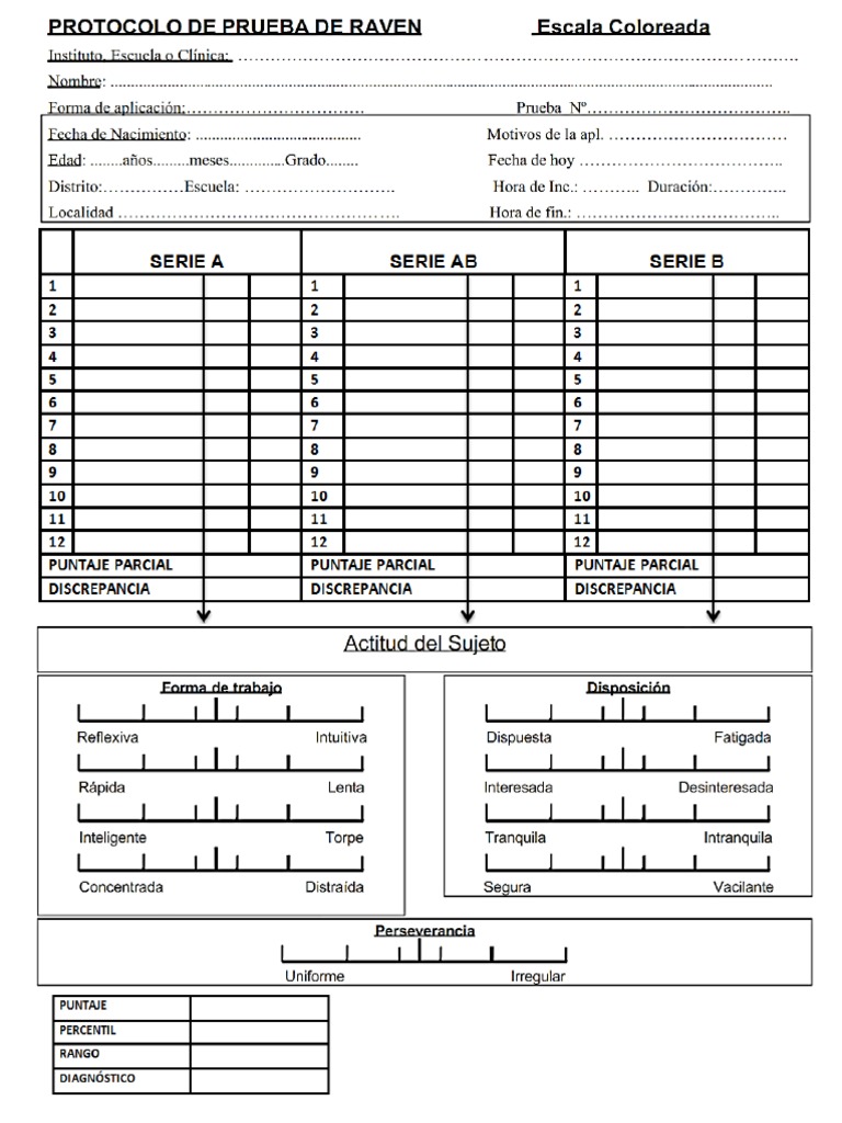 Protocolo RAVEN Escala Coloreada | PDF
