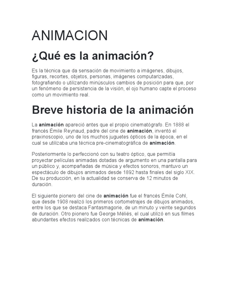 Tipos y técnicas de animación | PDF | Animación