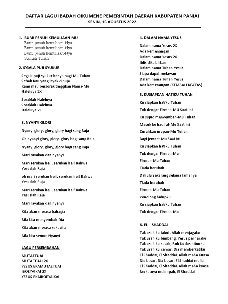Daftar Lagu Ibadah | PDF | Agama & Spiritualitas