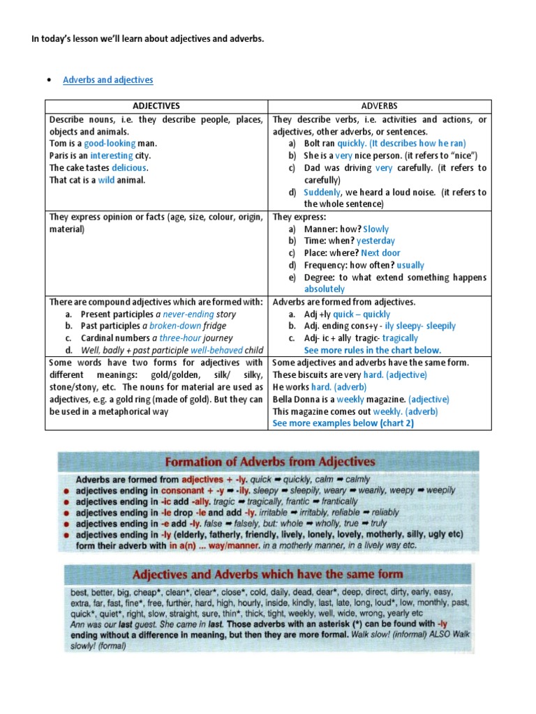 Word Formation Adverbs and Adjectives Contrast Part 3 2 | PDF | Adverb ...