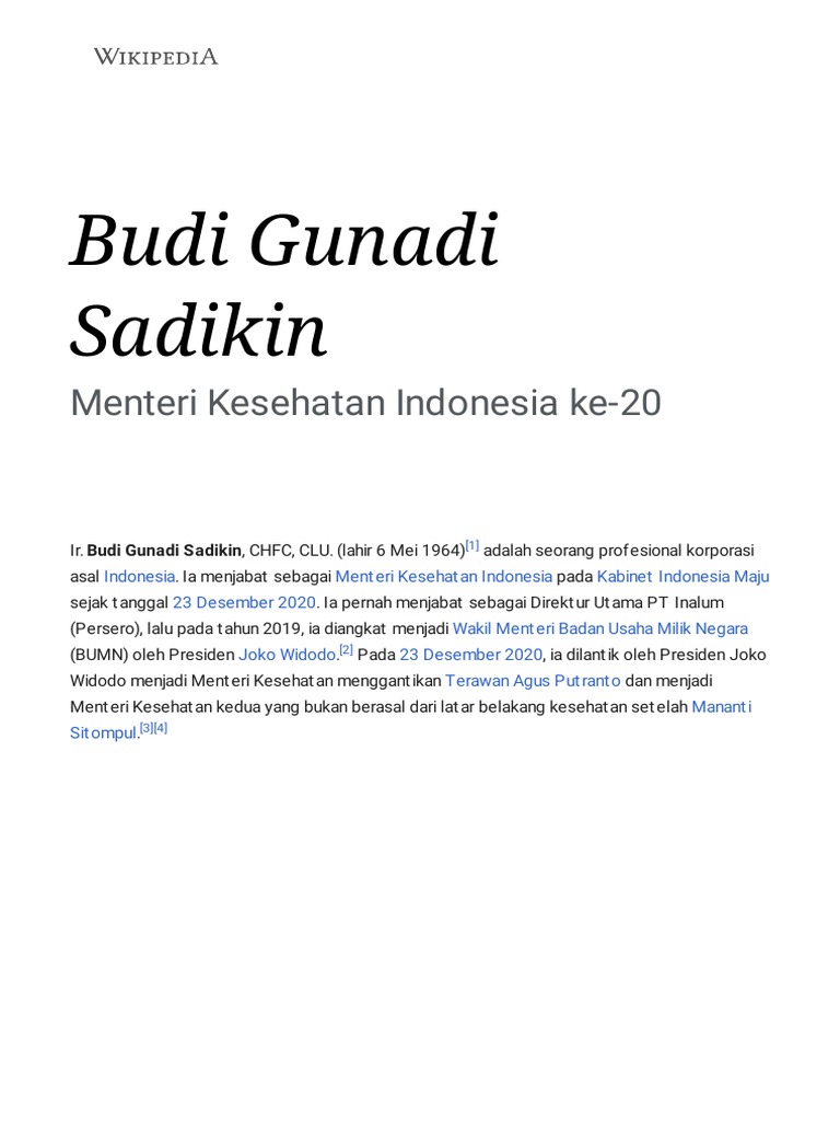 Profil Budi Gunadi Sadikin, Menkes RI | PDF